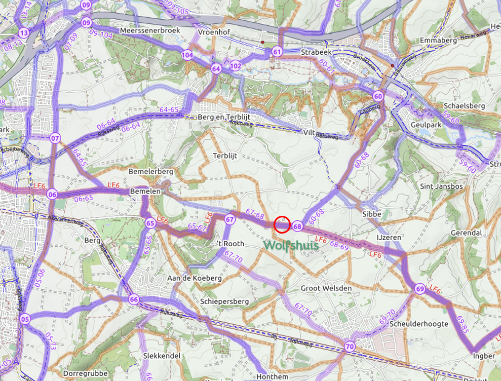 ‘OpenStreetMap’ met knooppunten – het Wolfshuis b&b